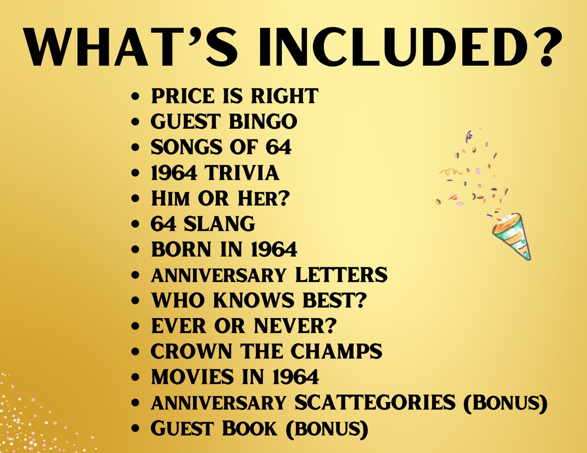 Married in 1964 Games 60th Anniversary Party Games Married in 1964 60th ...