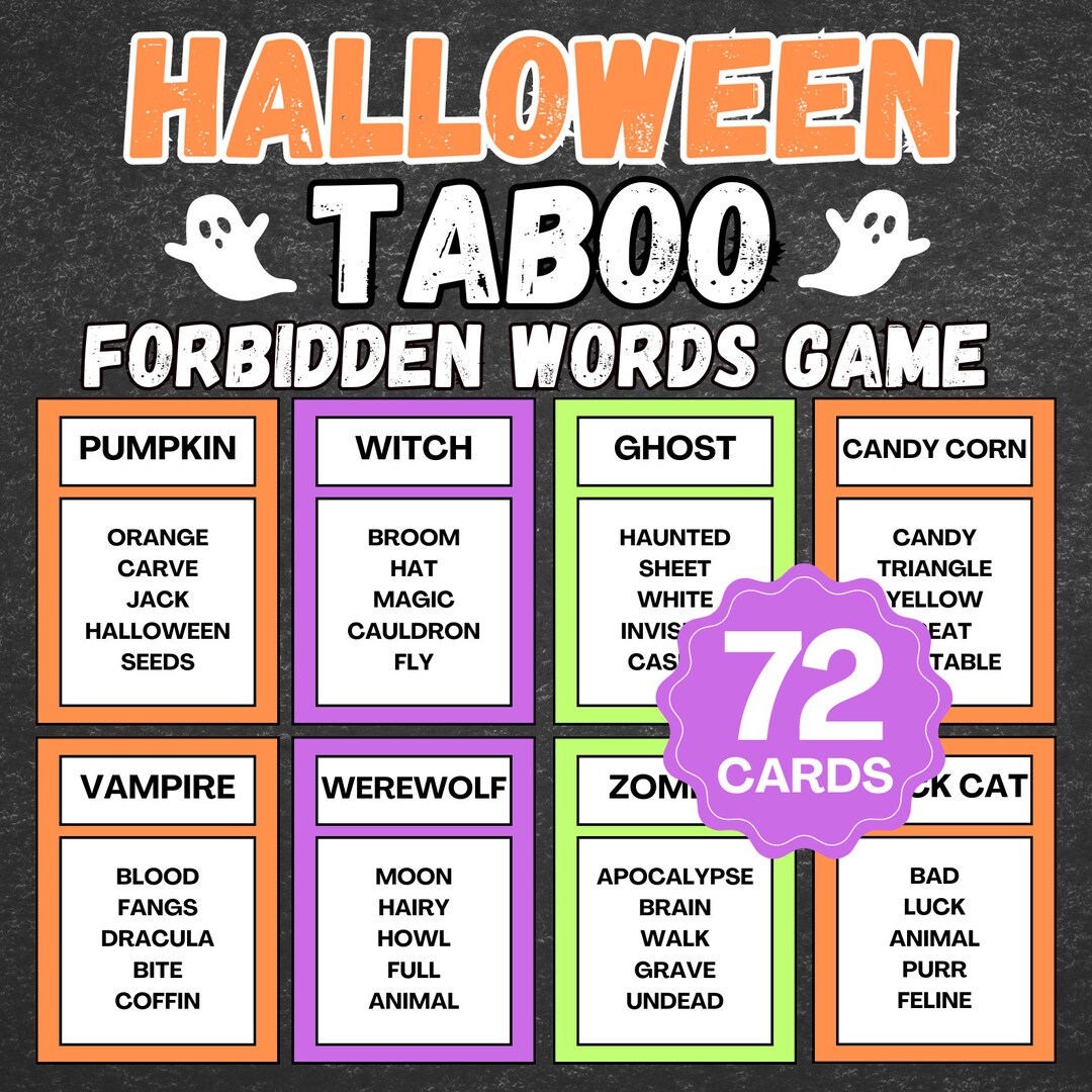 Halloween Taboo Game Forbidden Words Halloween Game Halloween 5-second ...