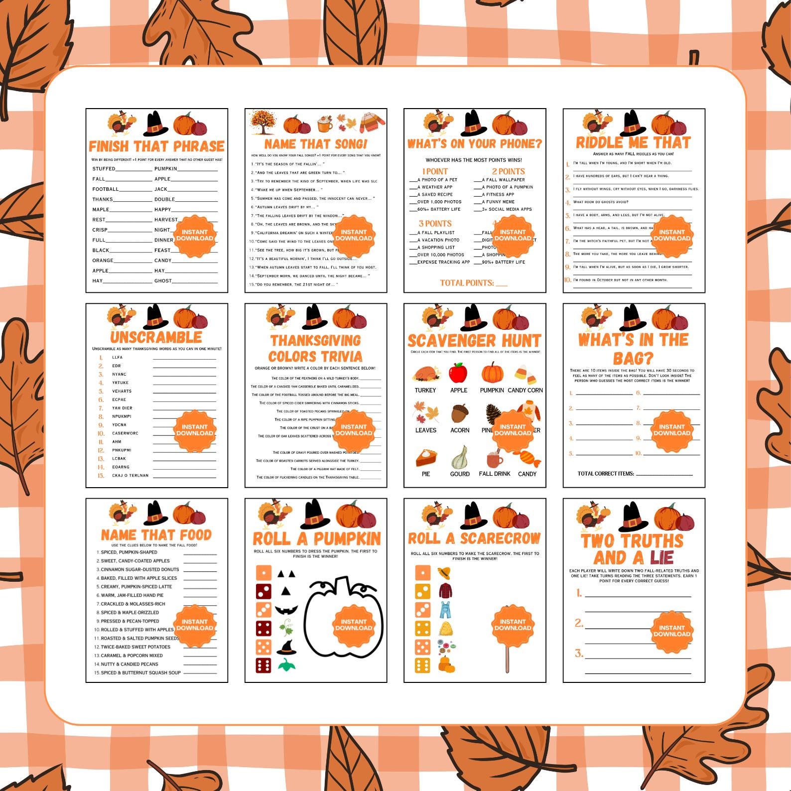 Thanksgiving Party Game Bundle | Thanksgiving Party Games ...