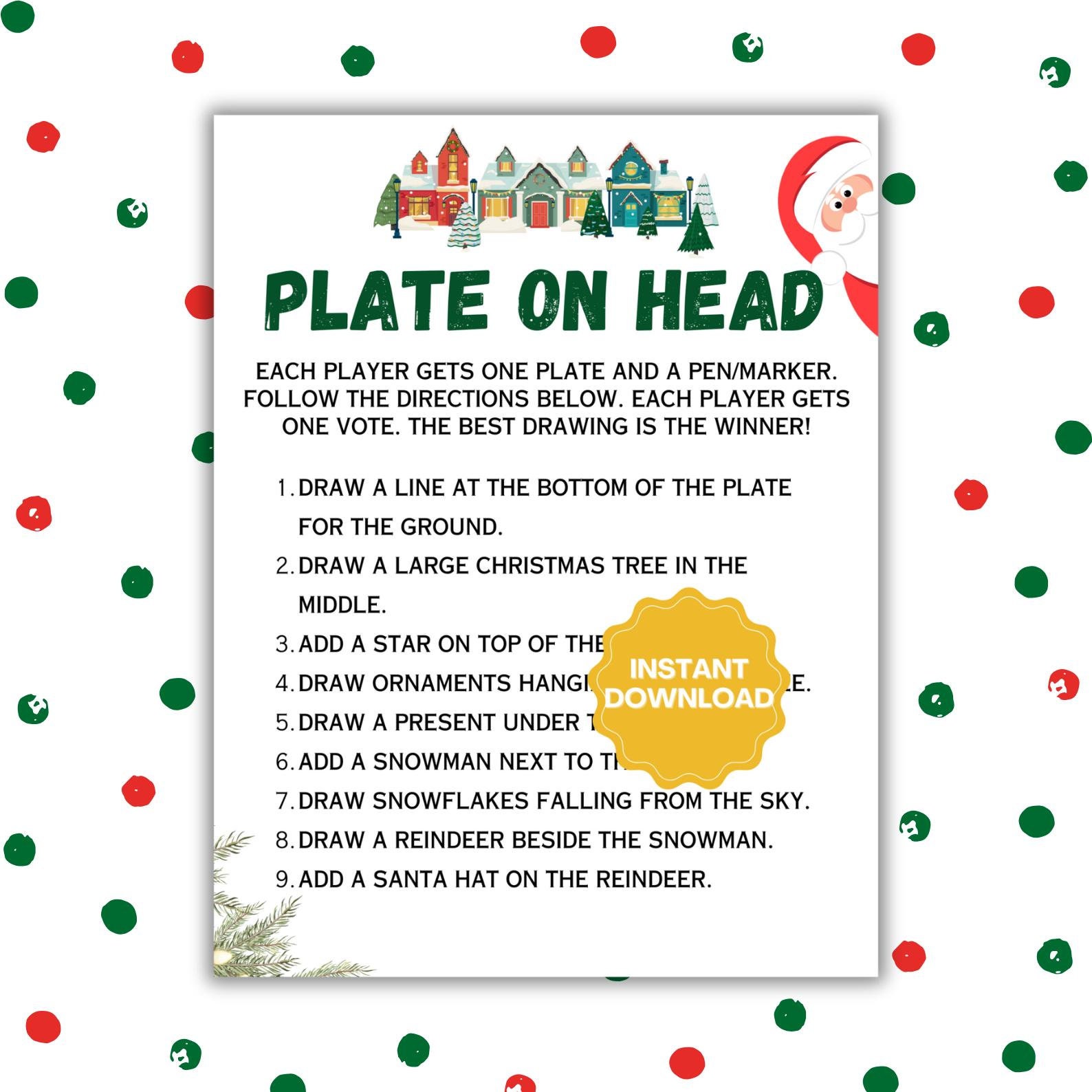 Christmas Plate on Head Game | Christmas Party Games | Funny Christmas ...