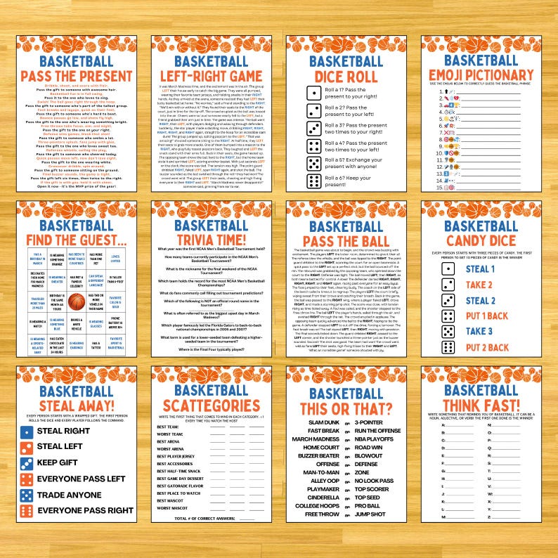 Basketball Game Bundle | 30 Basketball Party Games | Basketball Games ...