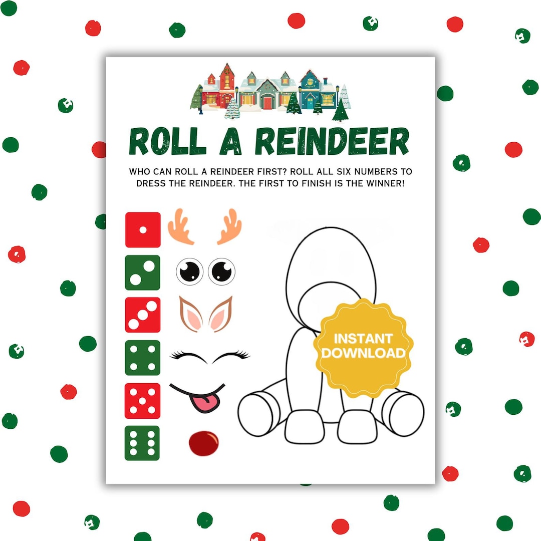 Roll a Reindeer Game Christmas Party Games Christmas Roll a Reindeer ...