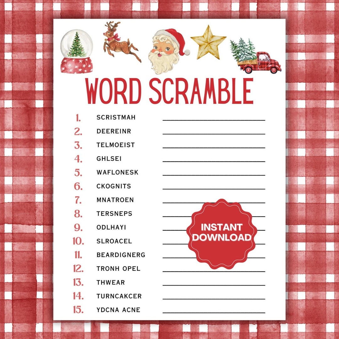 Christmas Word Scramble Christmas Party Game Winter Word Scramble ...