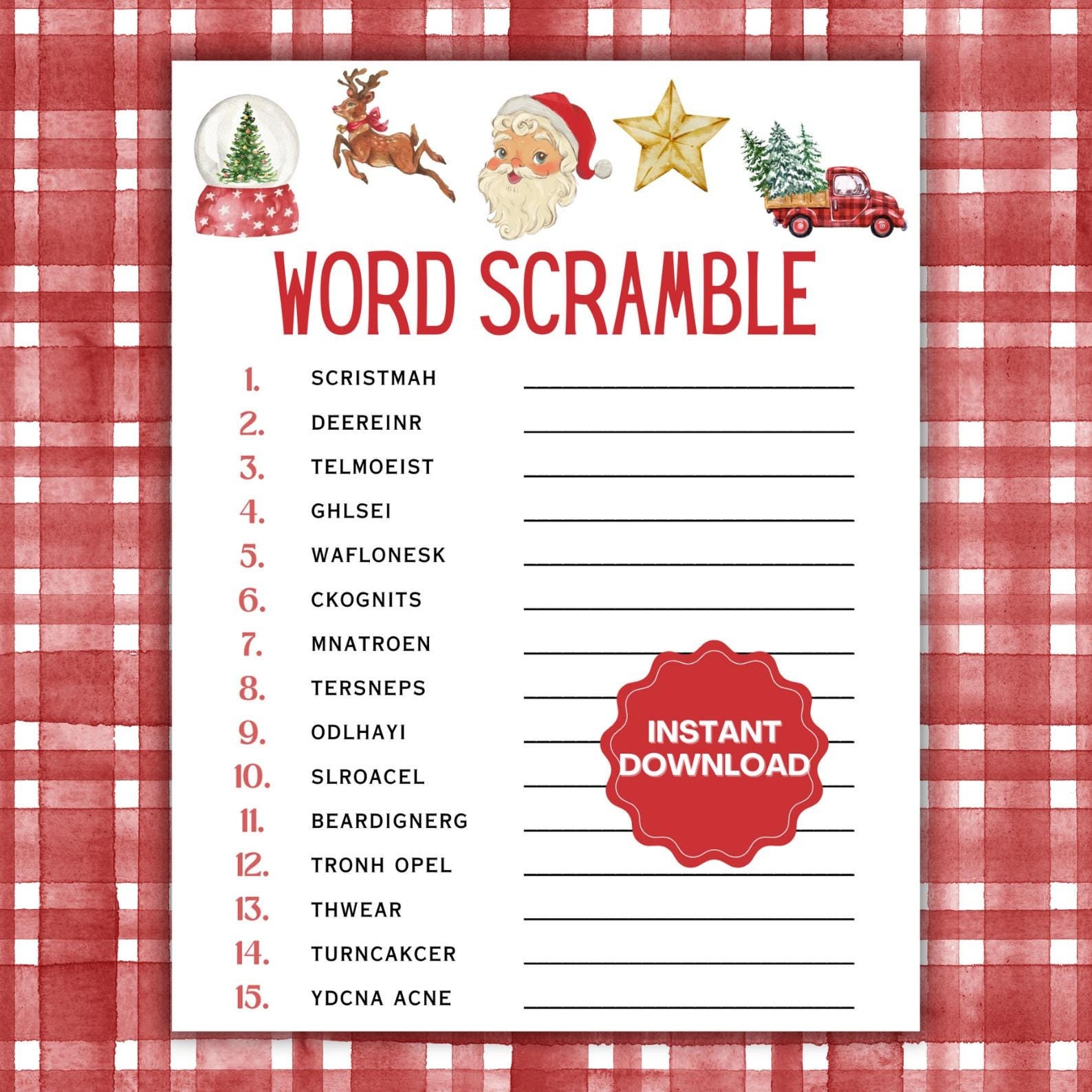 Christmas Word Scramble Christmas Party Game Winter Word Scramble ...