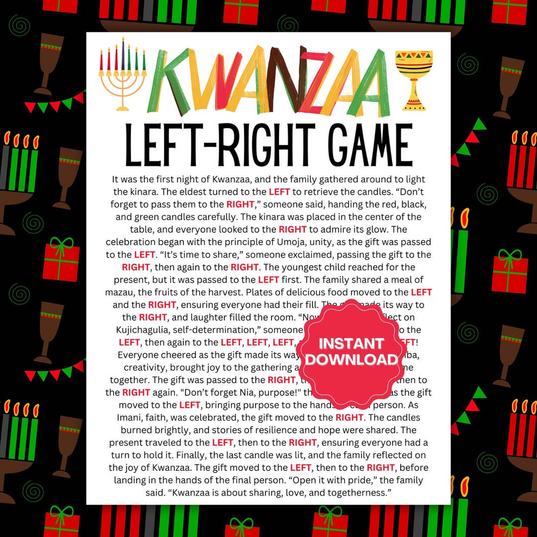Kwanzaa Left-right Game | Printable Kwanzaa Games | Kwanzaa Pass the ...