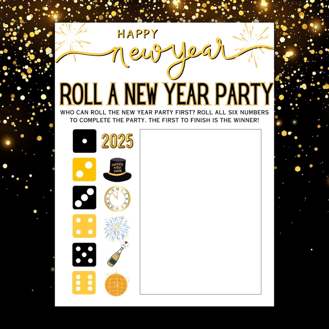 Roll a New Year Game New Year's Party Games New Year's Eve Games Adult ...