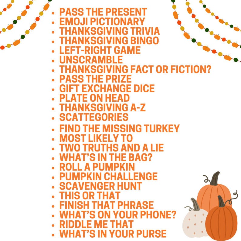 Thanksgiving Party Games | Thanksgiving Dinner Games | Printable ...