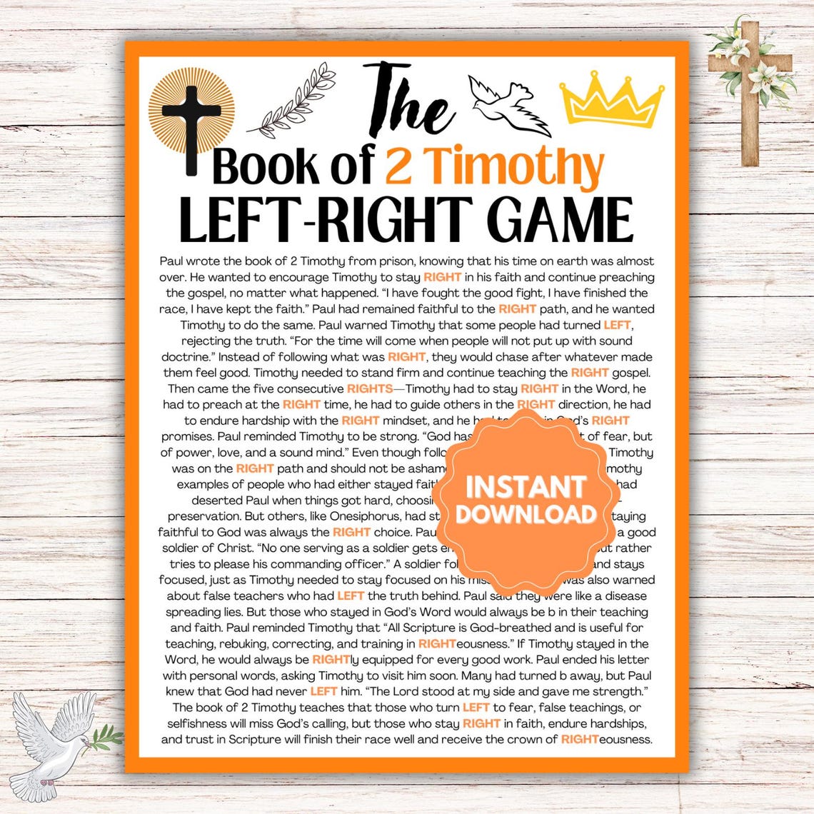 2 Timothy Bible Game L Bible Left-right Game L Sunday School Church ...