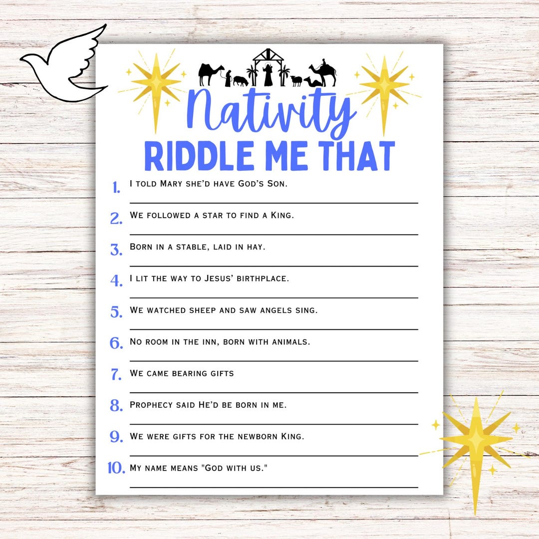 Nativity Riddle Me That | Bible Riddles | Christmas Games | Nativity ...