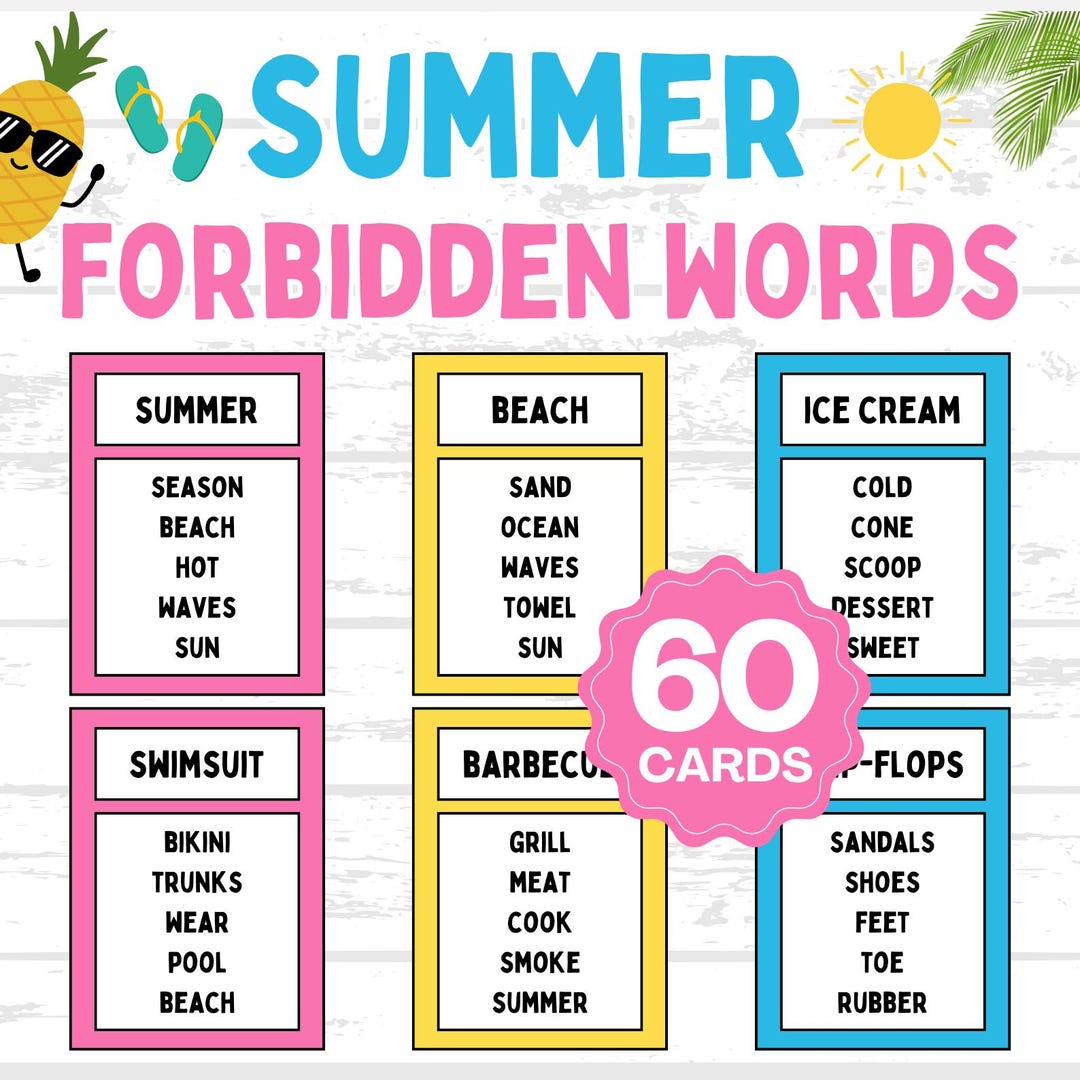 Summer Forbidden Words Game | Summer Think Fast | Fun Summer Games ...