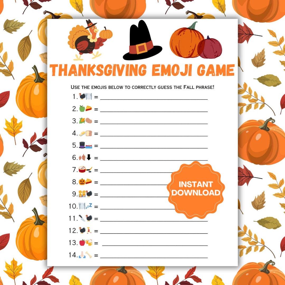 Thanksgiving Emoji Game | Thanksgiving Party Game | Thanksgiving ...