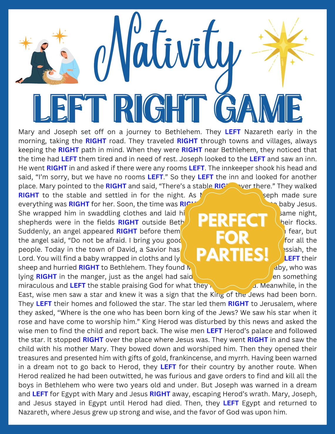 Left Right Nativity Story | Left Right Christmas Game | Left Right ...