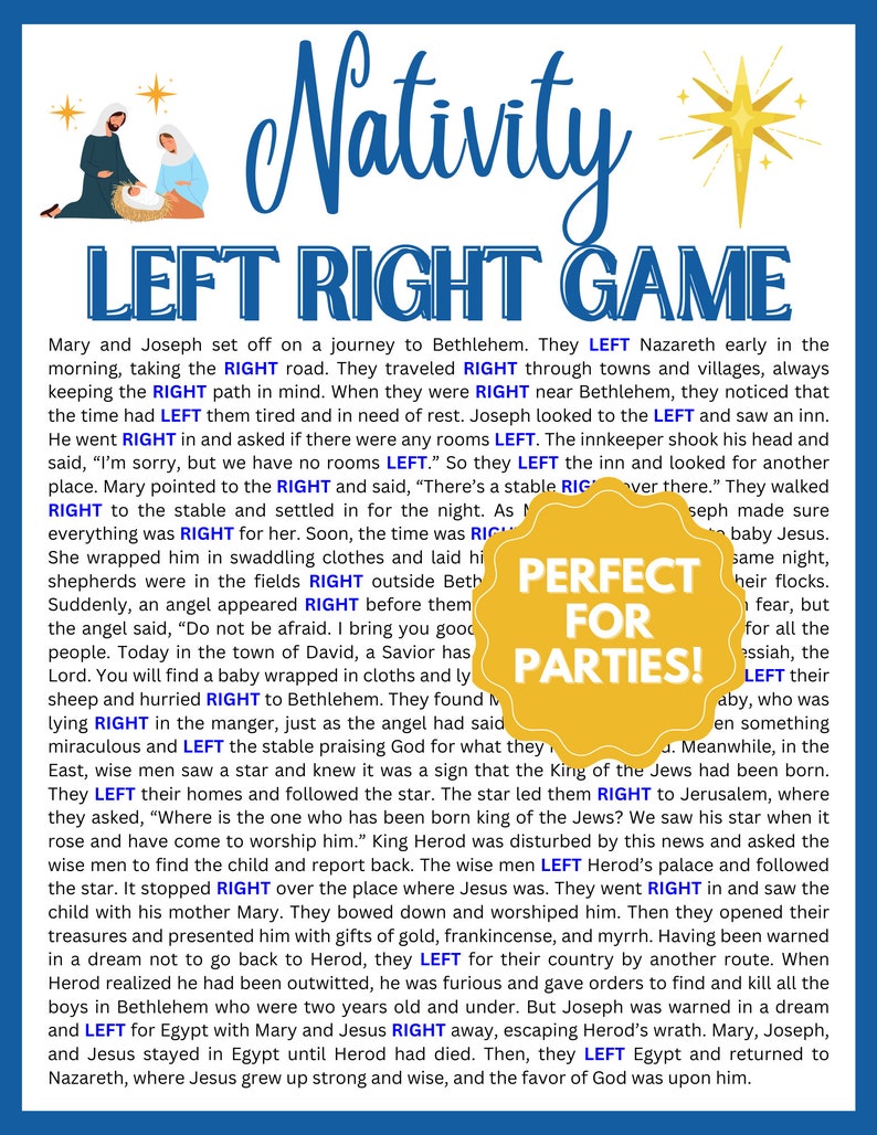 Left Right Nativity Story | Left Right Christmas Game | Left Right Nativity Printable | Right ...