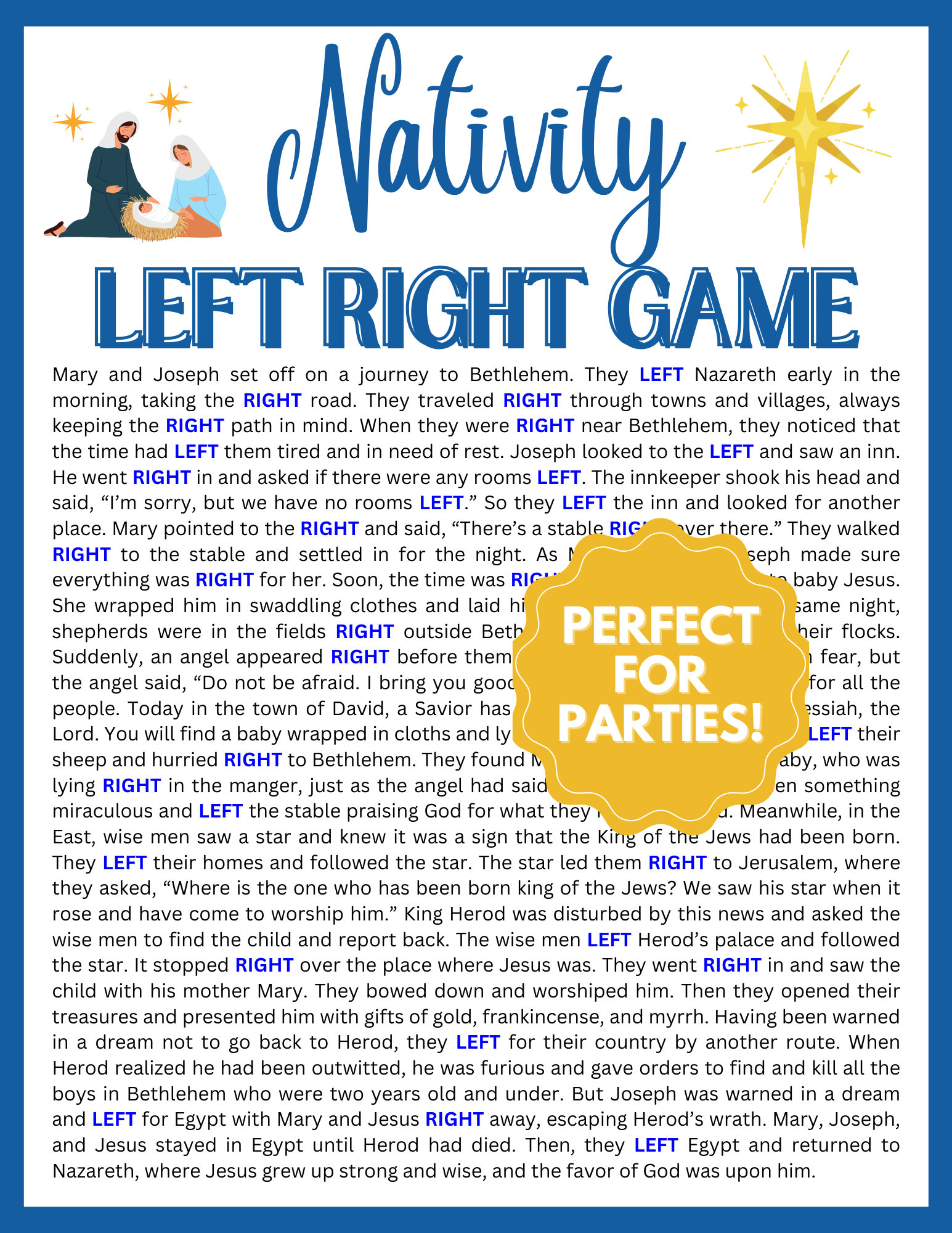 Left Right Nativity Story | Left Right Christmas Game | Left Right ...
