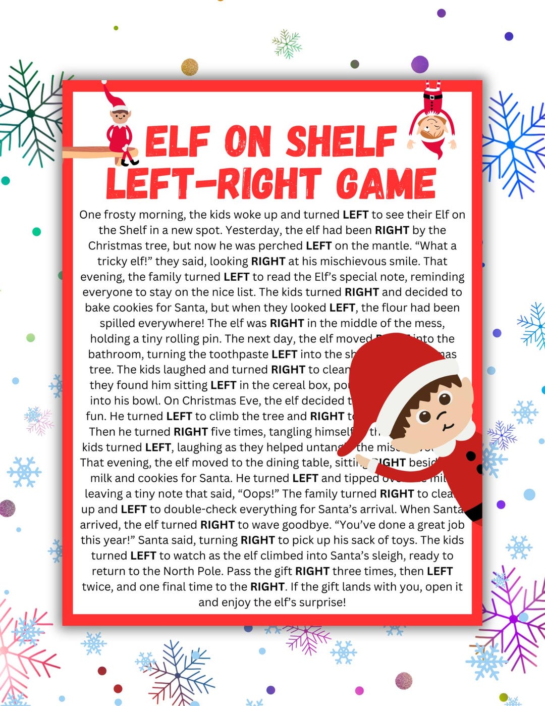 Elf on Shelf Left-right Game | Christmas Movie Game | Left Right ...