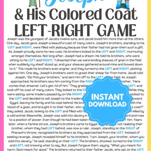 Bible Left-right Game L Joseph and Colorful Coat L Sunday School Church ...