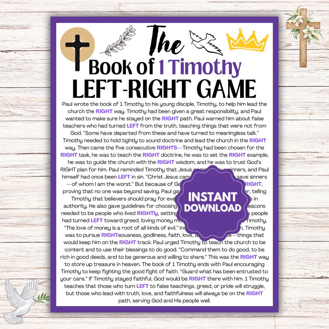 1 Timothy Bible Game L Bible Left-right Game L Sunday School Church ...