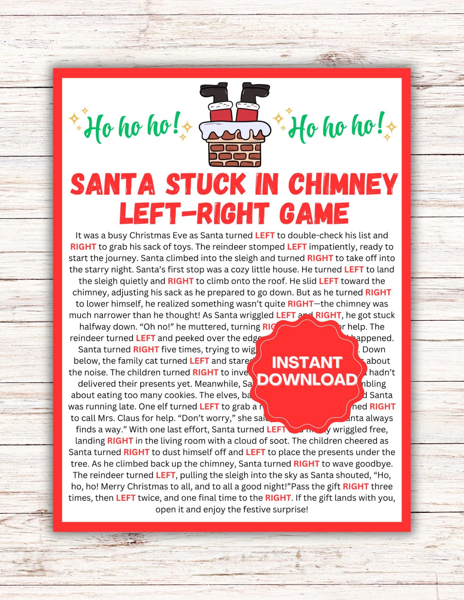 Left Right Christmas Game | Santa Stuck in Chimney | Left Right ...