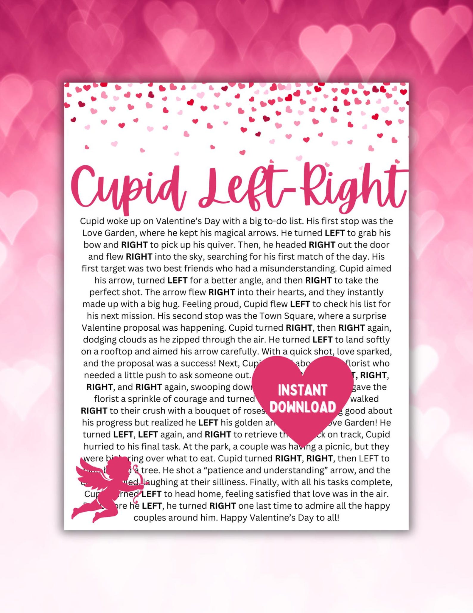 Cupid Left-right Game | Left-right Galentine's Game | Left-right ...
