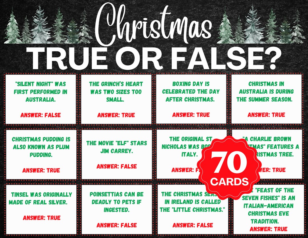 Christmas Trivia Games | True or False Printable Game | Christmas Party ...