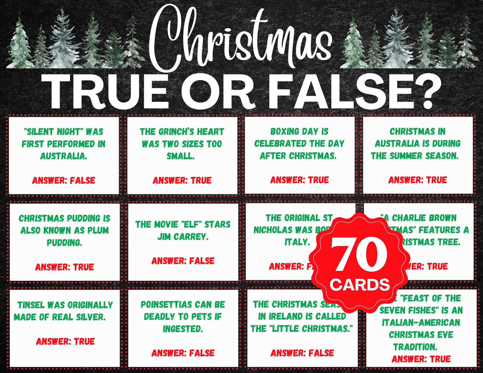 Christmas Trivia Games | True or False Printable Game | Christmas Party ...