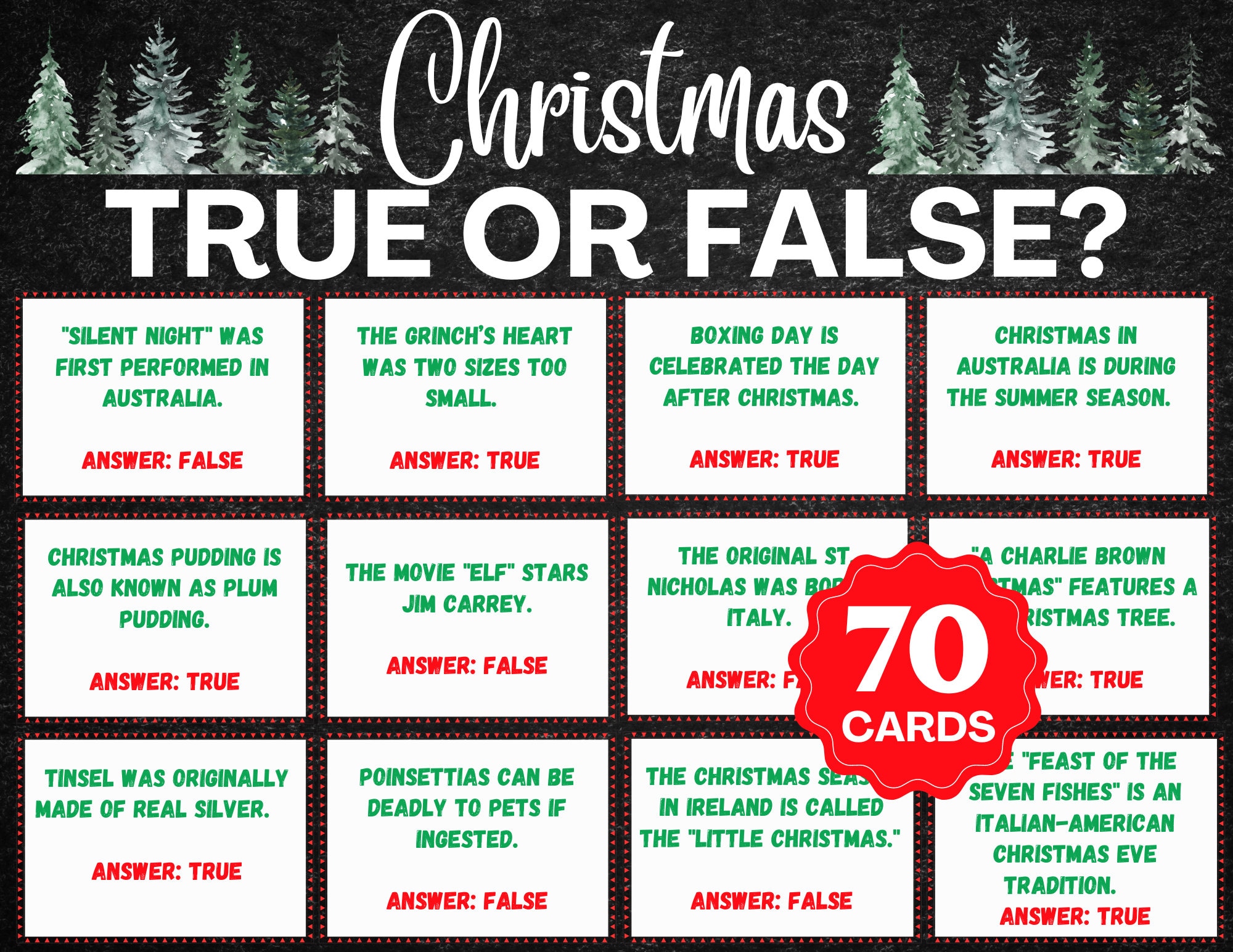 Christmas Trivia Games | True or False Printable Game | Christmas Party ...