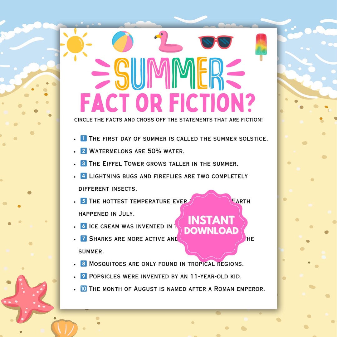 Summer Fact or Fiction Game | Fun Summer Games | Summer Games | Family ...