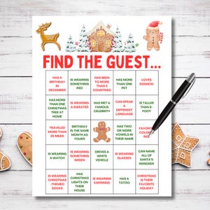 Christmas Find the Guest Bingo | Christmas Games | Christmas Party ...