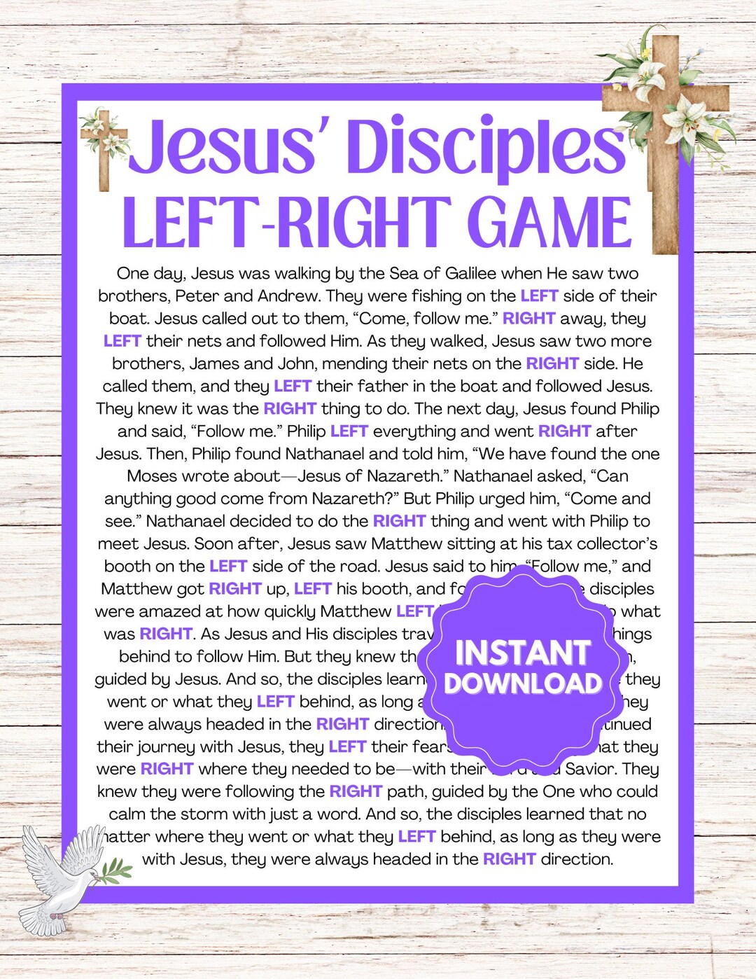 Bible Left Right Game L Sunday School Church Games L Left-right Bible ...