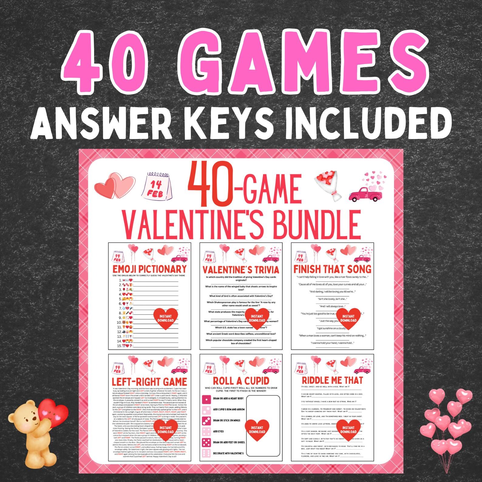 Ultimate Valentine's Games BUNDLE | Printable Valentine's Party Games ...