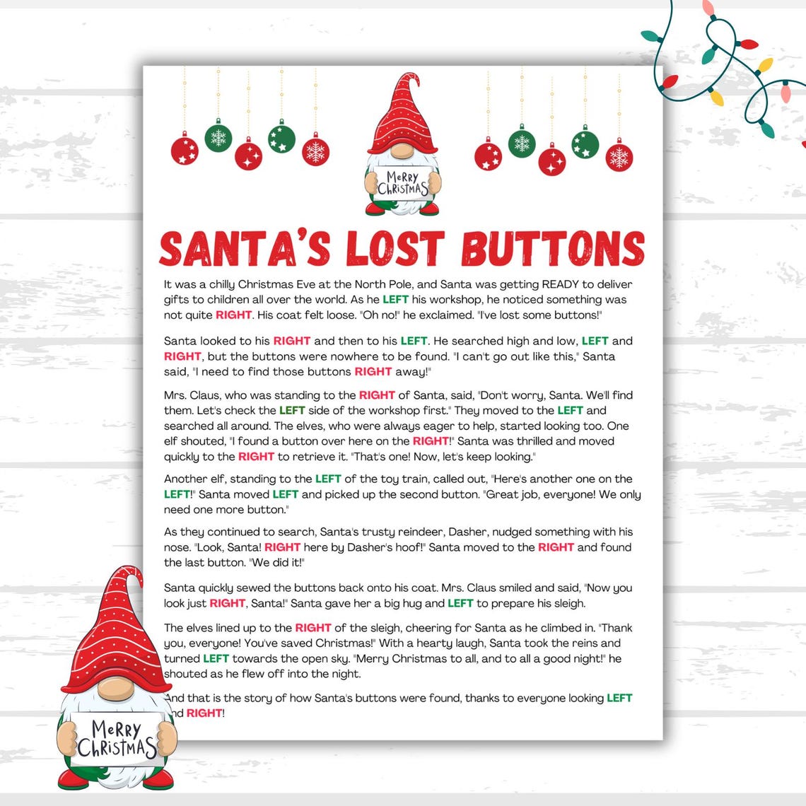Santa's Lost Buttons | Christmas Party Games | Christmas Left-right ...