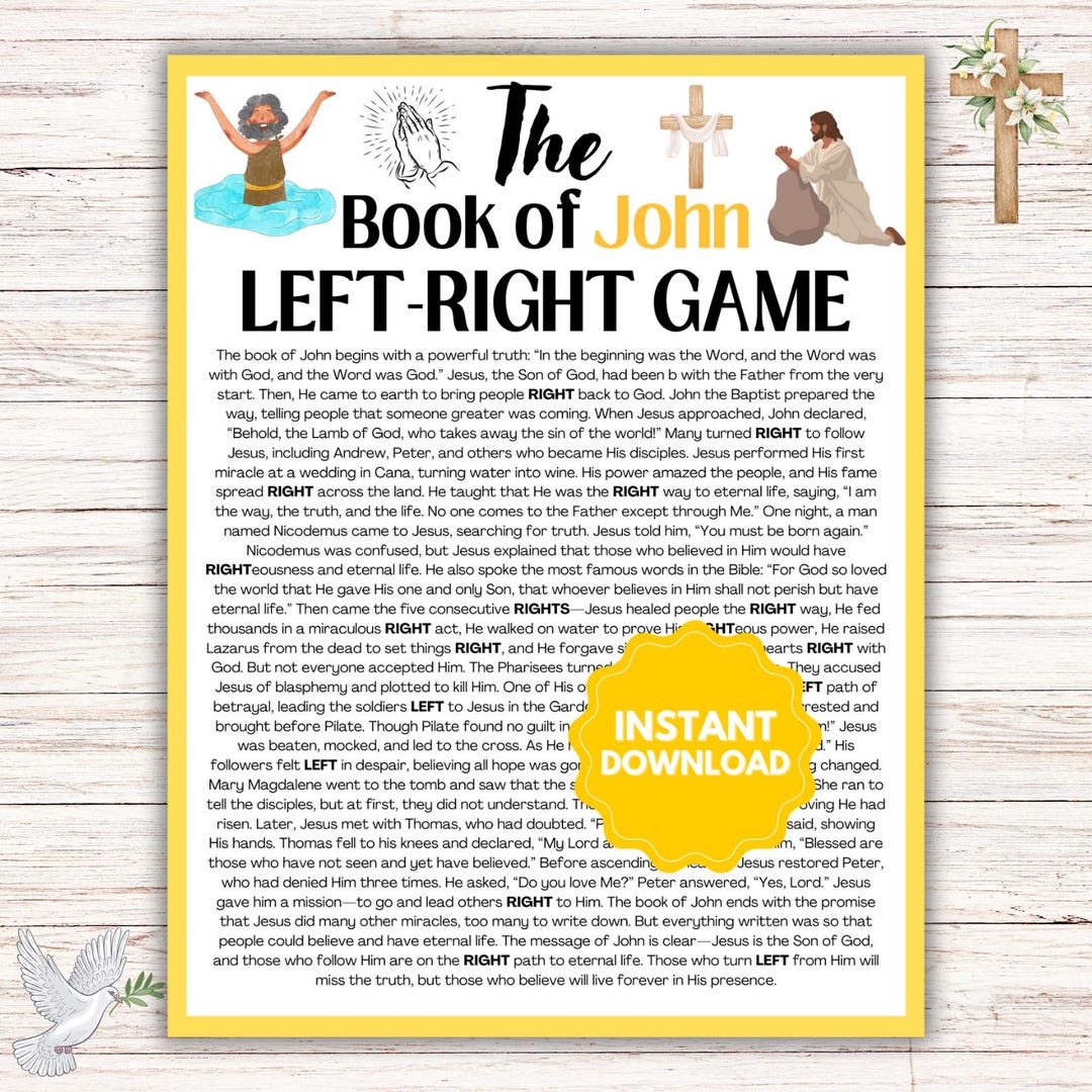 John Bible Game L Bible Left-right Game L Sunday School Church Games L ...