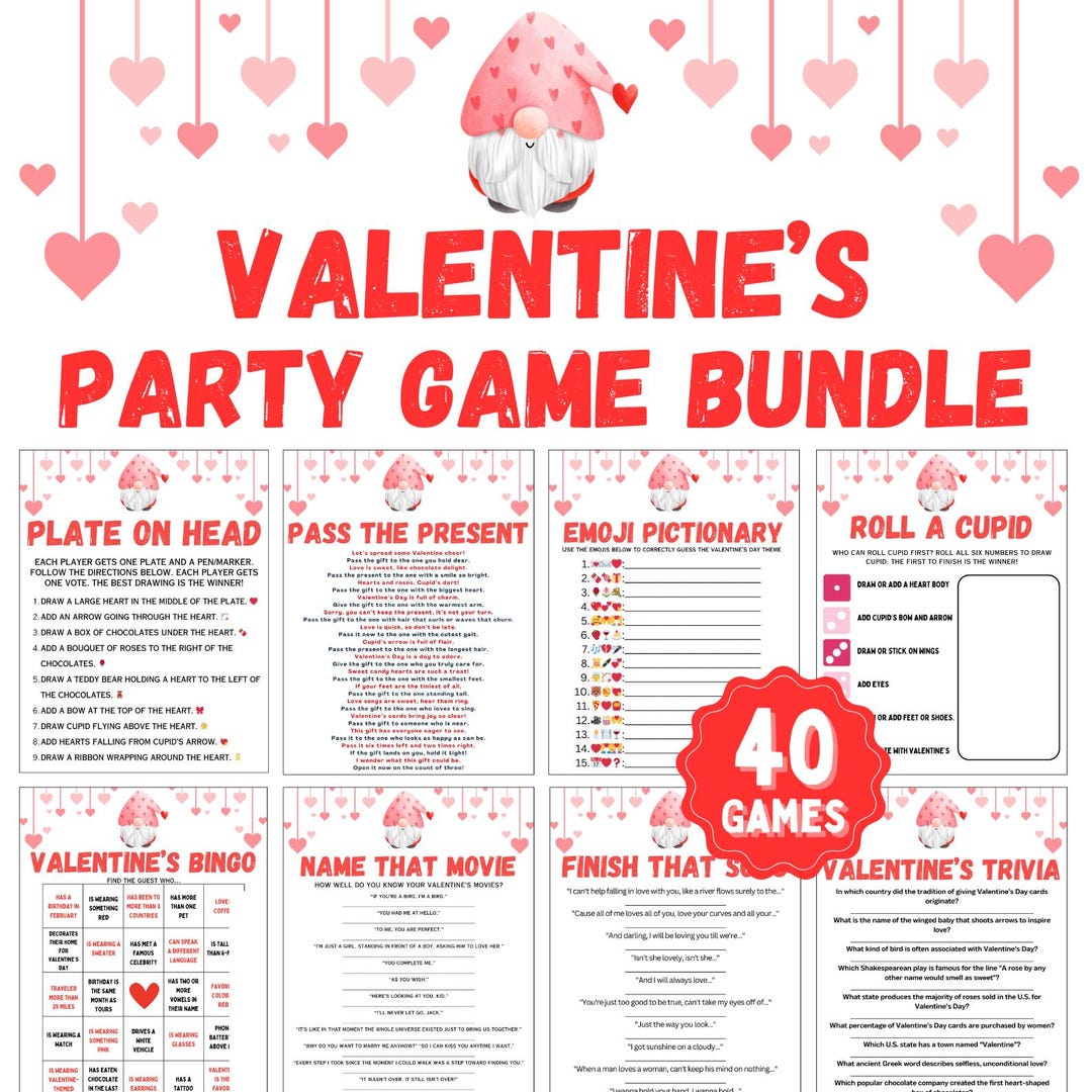 Valentine's Party Game | Valentine's Game Bundle | Printable Galentine ...