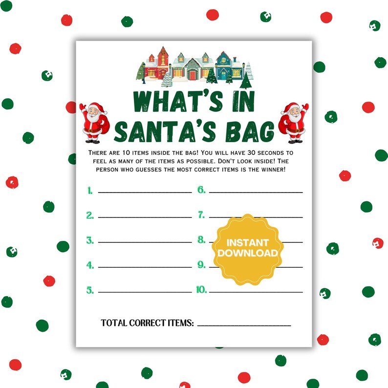 What's in Santa's Bag Game? | Christmas Party Games | Santa's Bag ...
