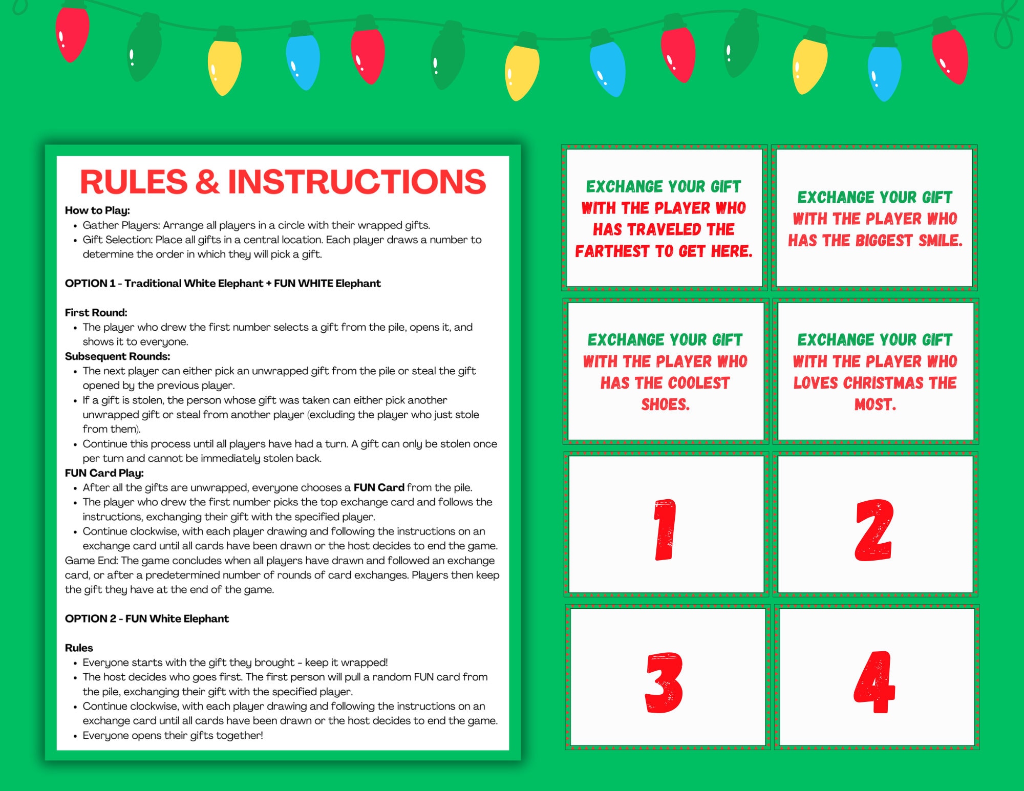 Christmas White Elephant Game | White Elephant Cards | Christmas Gift ...