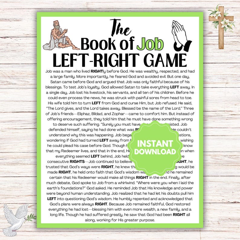 Job Bible Game L Bible Left-right Game L Sunday School Church Games L ...