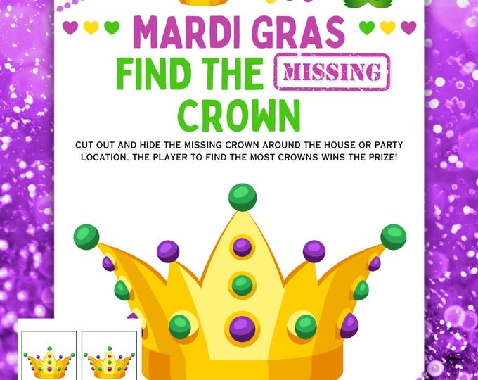 Mardi Gras Scavenger Hunt for Kids, Carnival Tuesday Treasure Hunt ...