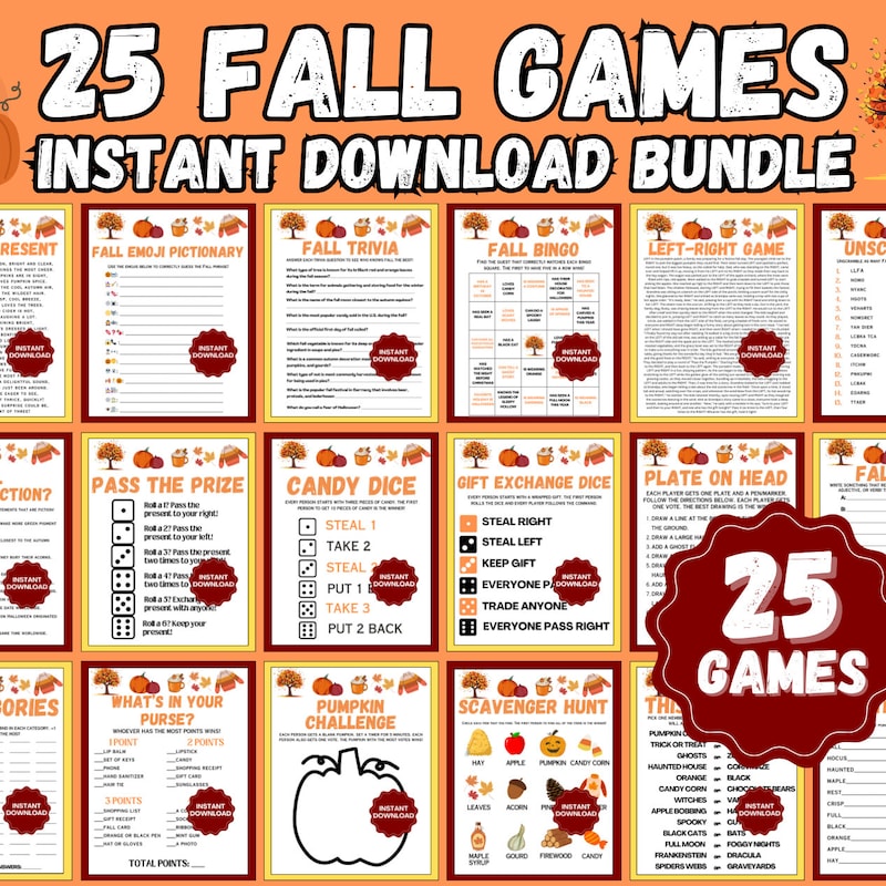 Autumn Games Printable - Etsy
