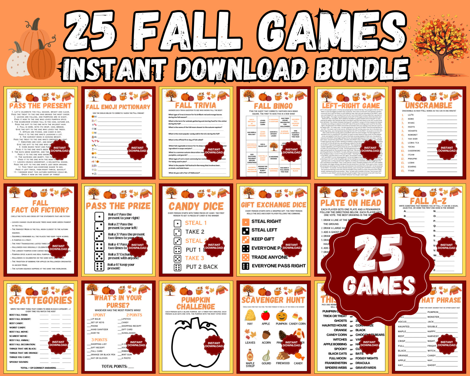 25 Fall Party Games | Printable Fall-themed Games | Autumn Games ...
