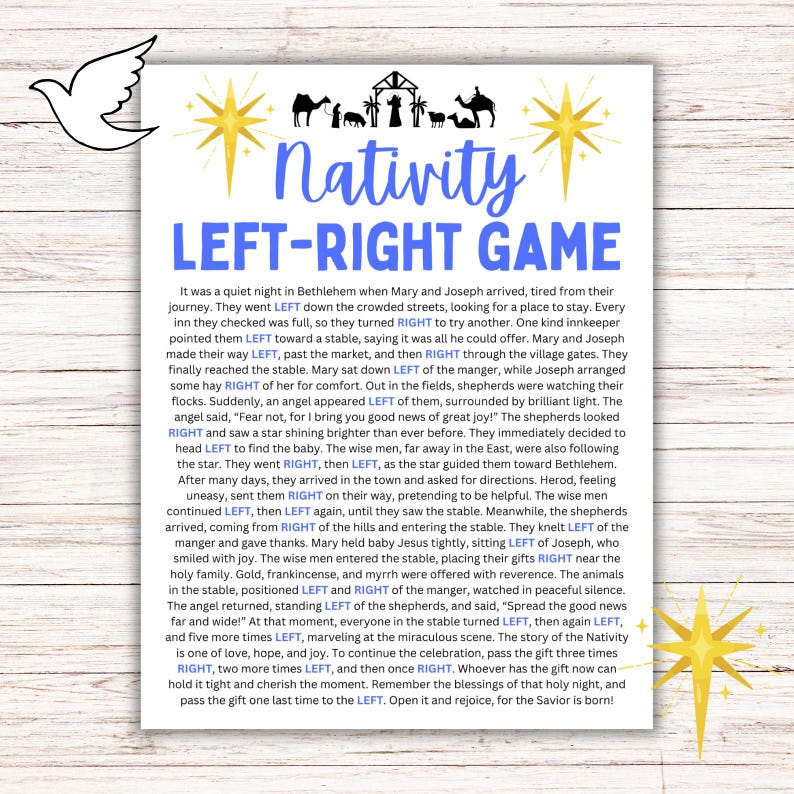 Nativity Left-right Game | Church Bible Games | Christmas Bible Games ...