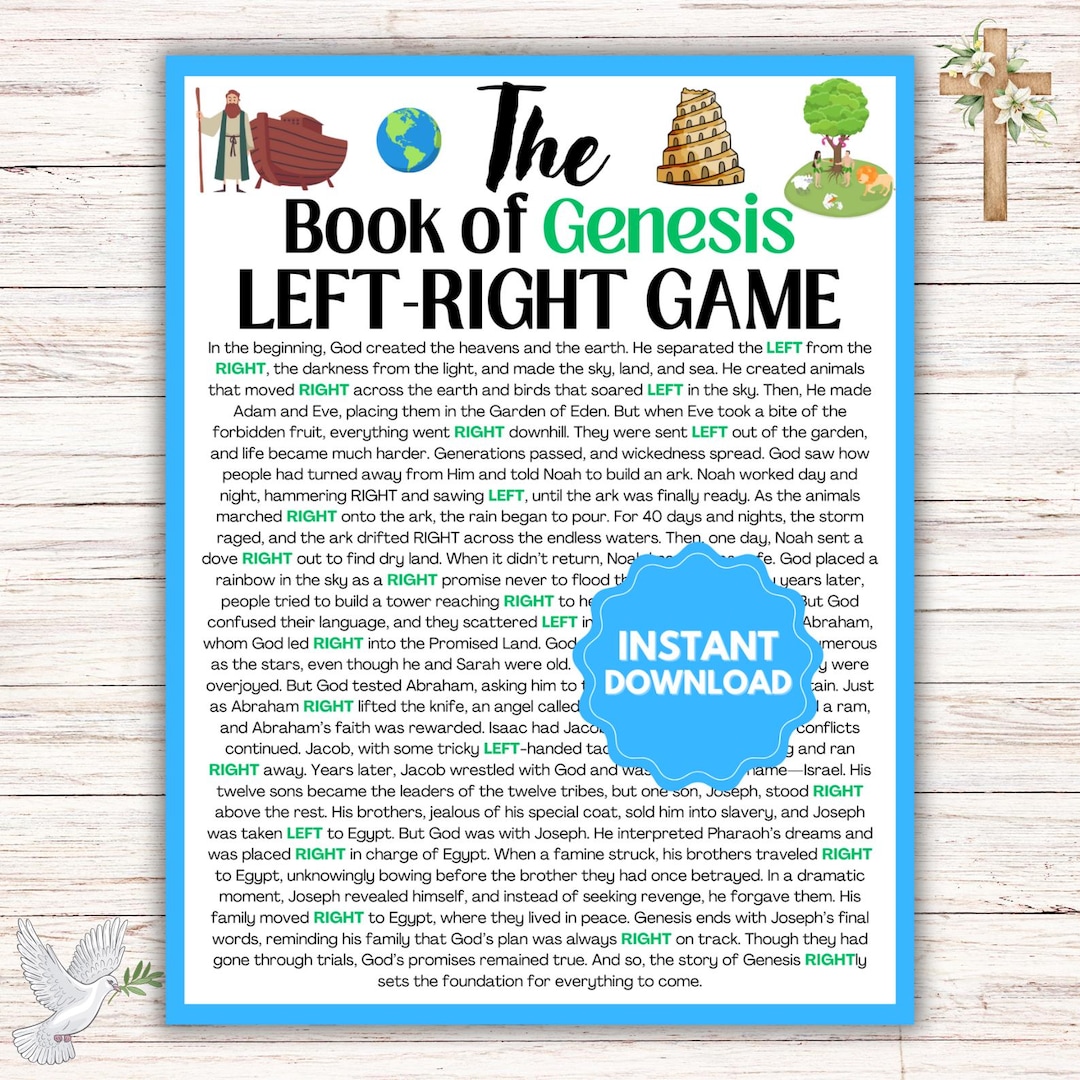 Genesis Bible Game L Bible Left-right Game L Sunday School Church Games ...
