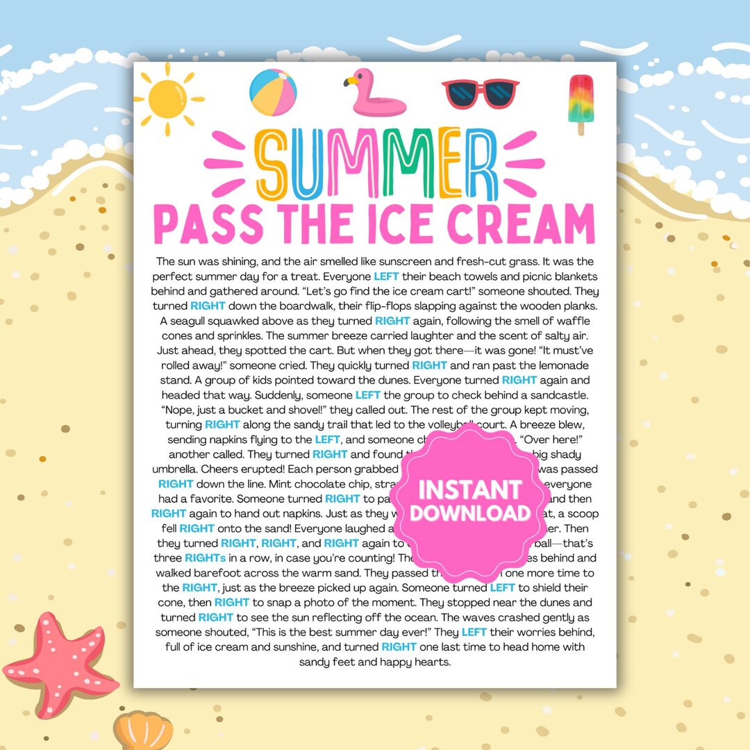 Pass the Ice Cream Game | Summer Left-right | Left Right Summer ...