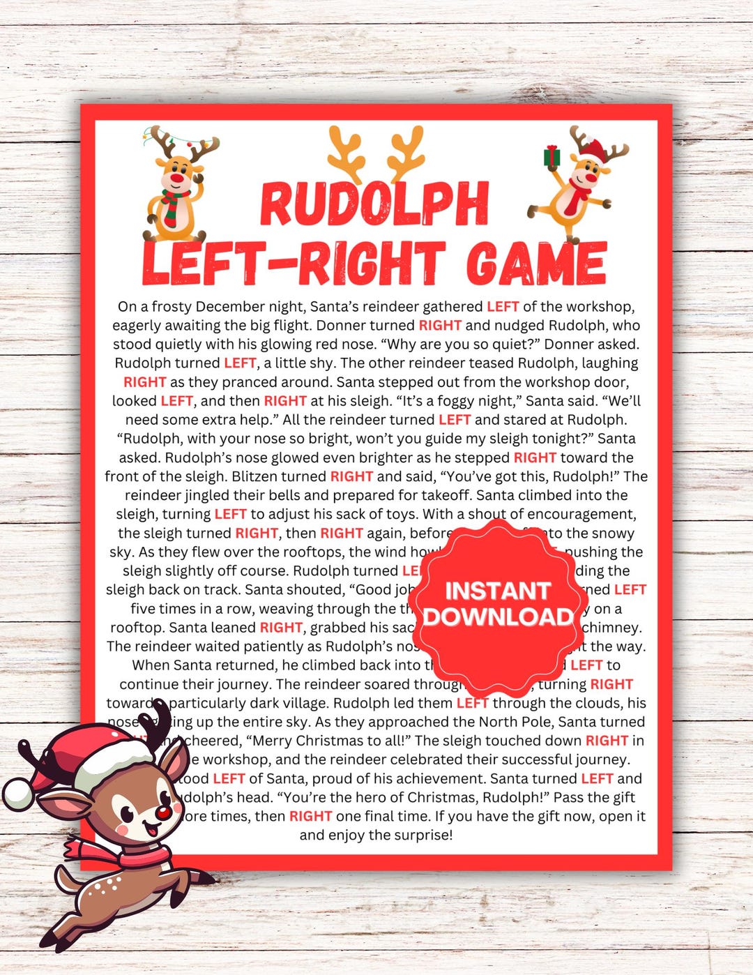 Rudolph Left-right Game | Reindeer Games | Left Right Christmas ...