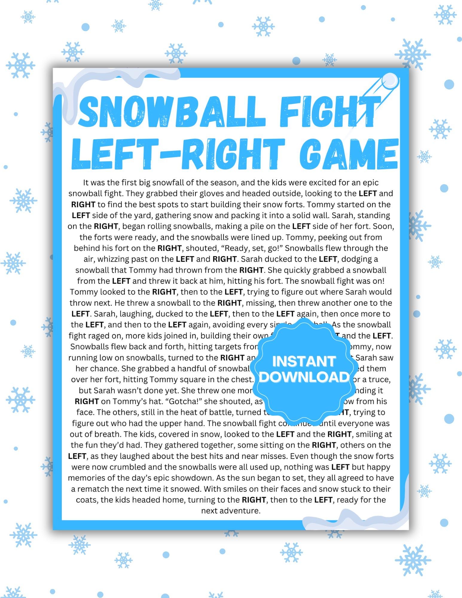 Left Right Christmas Game | the Snowball Fight | Left Right Christmas ...