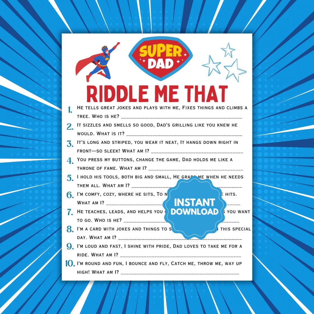 Super Dad Riddles Game | Fun Father's Day Games | Family Father's Day ...