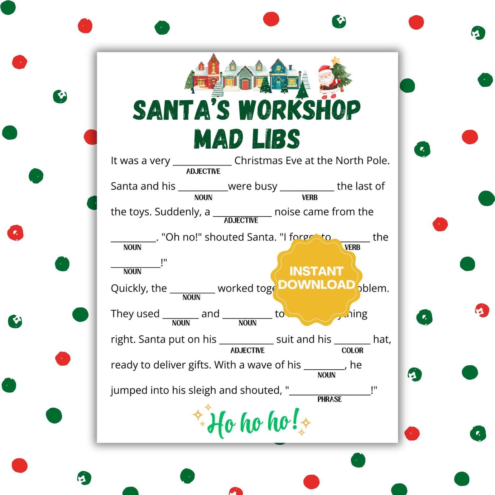 Christmas Mad Libs Game | Christmas Party Games | Santa Mad Libs ...