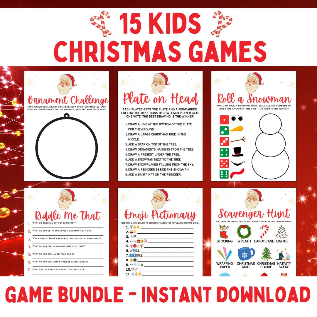 Kids Christmas Game Bundle | 15 Christmas Party Games | Printable ...