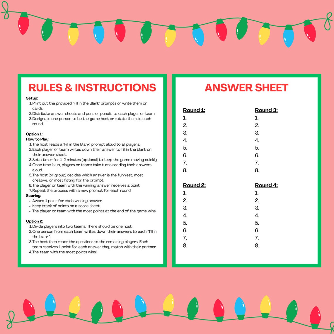 Christmas Trivia | Fill in the Blank Christmas Game | Printable Fill in ...