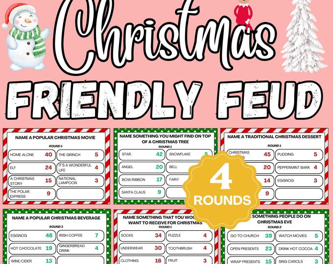 Christmas Friendly Feud Printable Christmas Games Christmas Party Games ...