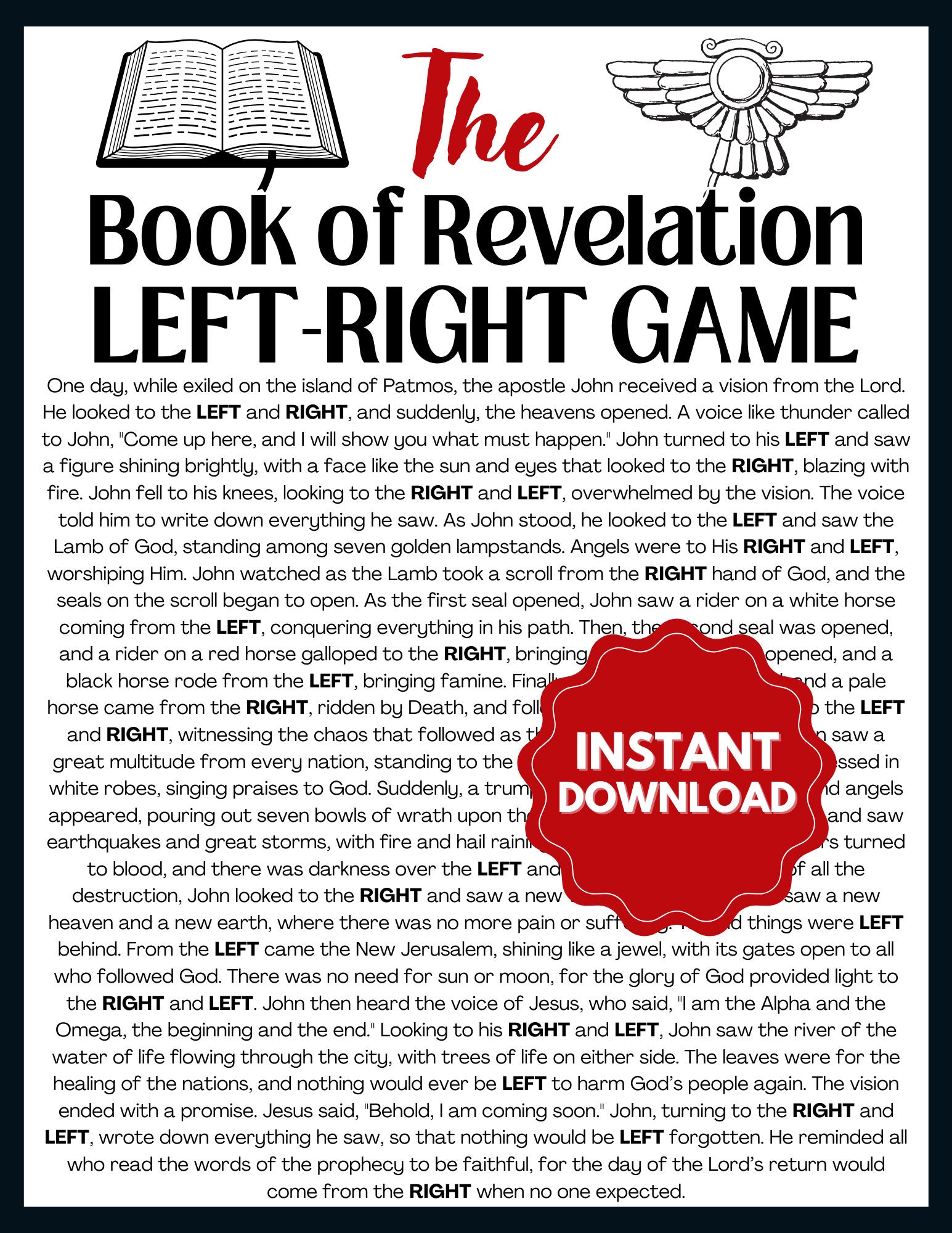 Bible Left-right Game L the Book of Revelation L Sunday School Church ...